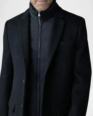 Mackage Wool Topcoat With Removable Down Bib - Black