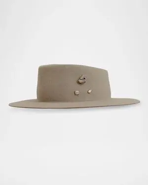 VAN PALMA Georgina Embellished Fedora Hat - Ivory