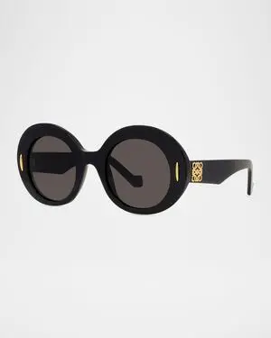 Loewe Loewe Oval Sunglasses With Anagram Shiny Black