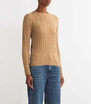 Polo Ralph Lauren Wool-cashmere Julianna Cable Knit Sweater - Beige