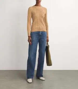 Polo Ralph Lauren Wool-cashmere Julianna Cable Knit Sweater - Beige
