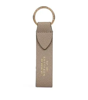 Smythson Leather Panama Keyring - Beige
