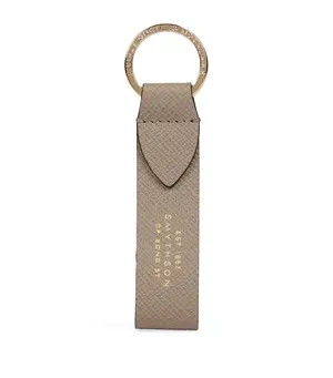 Smythson Leather Panama Keyring - Beige