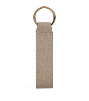 Smythson Leather Panama Keyring - Beige