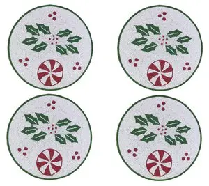 TEMP-TATIONS Seasonal Set Of 14' Round Bead Ed Placemats - One-color