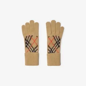 Burberry Burberry Check Cashmere Blend Gloves Sand