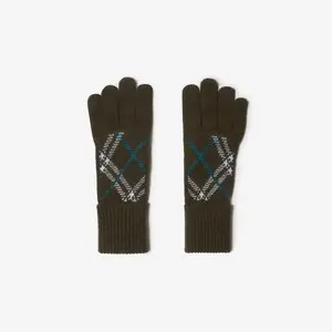 Burberry Check Cashmere Blend Knitted Gloves Snug