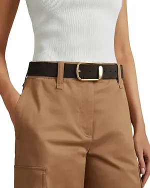 REISS Iyla Half Keeper Buckle Suede Belt - Brown