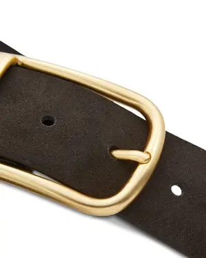 REISS Iyla Half Keeper Buckle Suede Belt - Brown