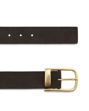REISS Iyla Half Keeper Buckle Suede Belt - Brown