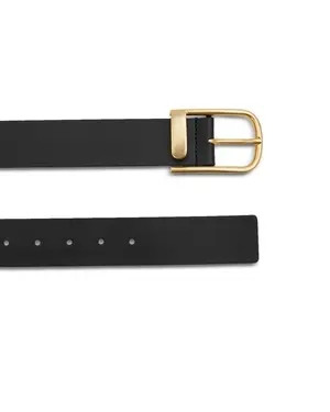 REISS Iyla Half Keeper Buckle Leather Belt - Black