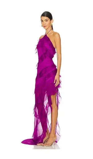ELLIATT Halterneck Gown With Ruffled Trim