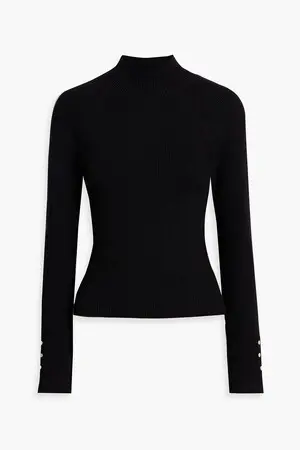 Derek Lam 10 Crosby Button-embellished Ribbed-knit Turtleneck Sweater