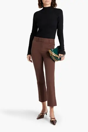 Derek Lam 10 Crosby Button-embellished Ribbed-knit Turtleneck Sweater