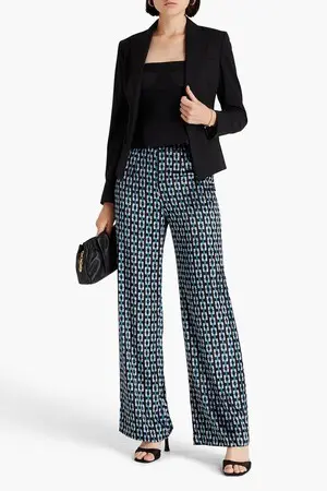 Diane Von Furstenberg Printed Velvet Straight-leg Pants
