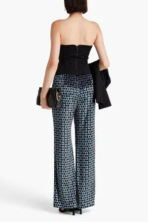 Diane Von Furstenberg Printed Velvet Straight-leg Pants