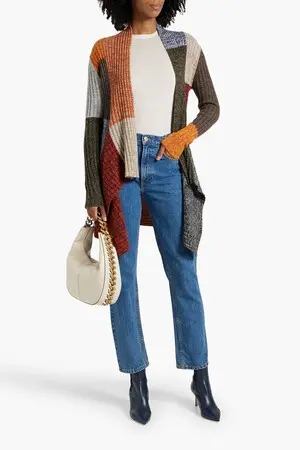 Autumn Cashmere Patchwork Ribbed-knit Cardigan