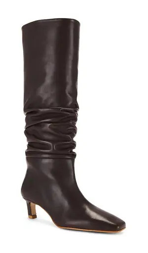 ALOHAS Kalila Leather Ruched Shaft Boots - Brown