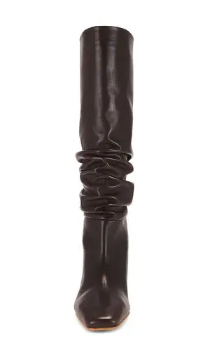 ALOHAS Kalila Leather Ruched Shaft Boots - Brown