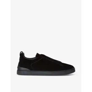 Zegna Triple Stitch Suede Low-top Sneakers - Black