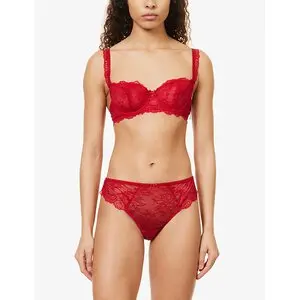 AUBADE Danse Des Sens Mid-rise Stretch-lace Thong - Irresistible Red