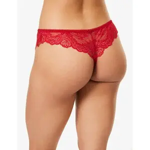 AUBADE Danse Des Sens Mid-rise Stretch-lace Thong - Irresistible Red