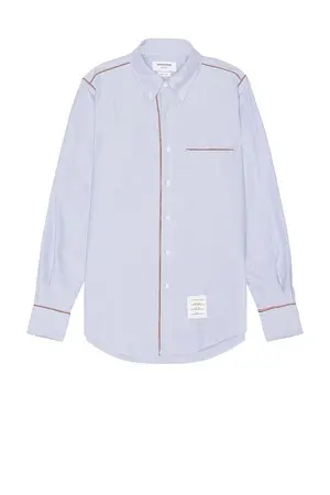 Thom Browne Straight Fit Button Down Long Sleeve Shirt