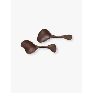 FERM LIVING Os Ash-wood Salad Servers - Dark Brown