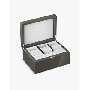 CARTIER Santos De Lacquered-wood Watch And Cufflink Box - Grey