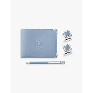CARTIER Santos De Cufflinks, Pen And Wallet Set - Grey-blue