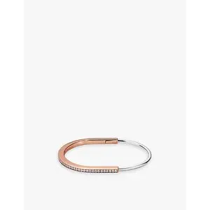 Tiffany & Co. Lock Narrow Diamond Bangle - White And Rose Gold