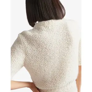 Prada Button-embellished Bouclé-textured Wool-blend Cardigan