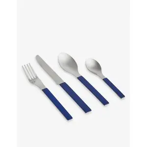 HAY Mvs Square-handle Stainless-steel Cutlery Set - Dark Blue