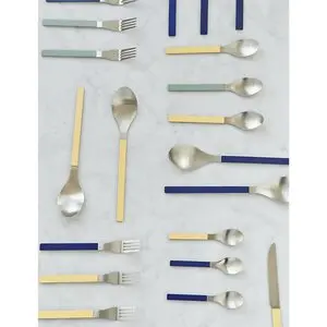 HAY Mvs Square-handle Stainless-steel Cutlery Set - Dark Blue
