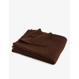 HAY Mono Frayed-edge Wool Blanket 180cm X 130cm Chocolate