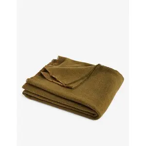 HAY Mono Frayed-edge Wool Blanket 180cm X 130cm Olive