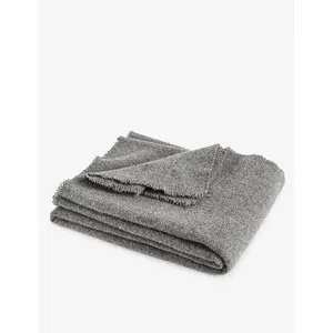 HAY Mono Frayed-edge Wool Blanket 180cm X 130cm Steel Grey