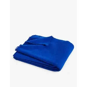 HAY Mono Frayed-edge Wool Blanket 180cm X 130cm Ultramarine