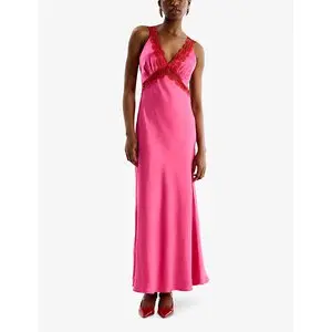 OMNES Aurelia Lace-embroidered Maxi Dress - Cerise