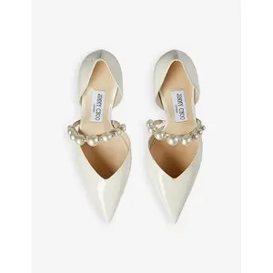 JIMMY CHOO Aurelie 85 Patent-leather Courts - Latte/white