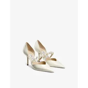 JIMMY CHOO Aurelie 85 Patent-leather Courts - Latte/white