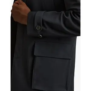 REISS Funnel-neck Hybrid Coat - Navy