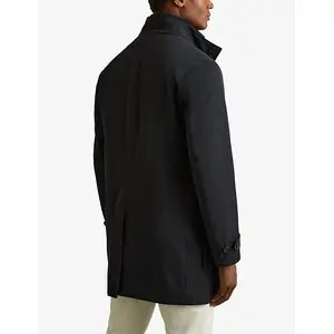REISS Funnel-neck Hybrid Coat - Navy