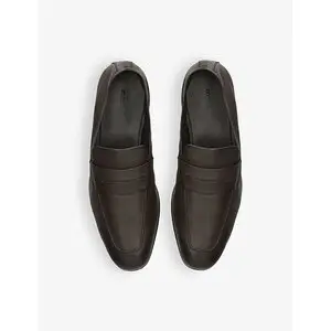 Zegna Leather Penny Loafers With Almond Toe - Dark Brown