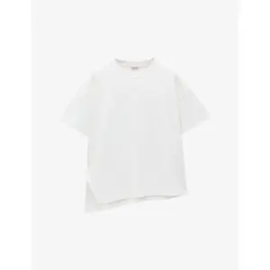 Loewe Anagram-embroidered Asymmetric-hem Cotton-blend Jersey T-shirt - White