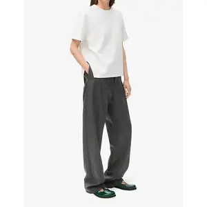 Loewe Anagram-embroidered Asymmetric-hem Cotton-blend Jersey T-shirt - White