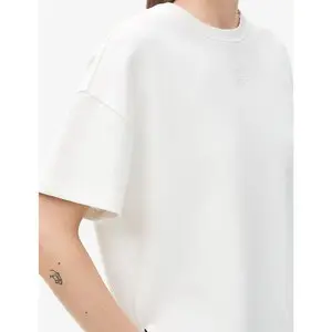 Loewe Anagram-embroidered Asymmetric-hem Cotton-blend Jersey T-shirt - White