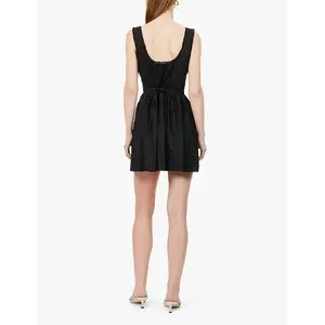Rixo X Ciao Lucia Bonita Lace-Trim Cotton Mini Dress In Black - 50% Off |  Editorialist