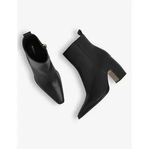 REISS Amy Leather Ankle Boots - Black