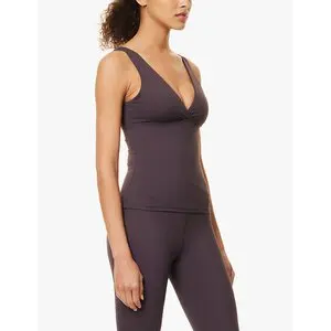 TALA Dayflex Support V-neck Stretch-nylon Top - Cool Espresso